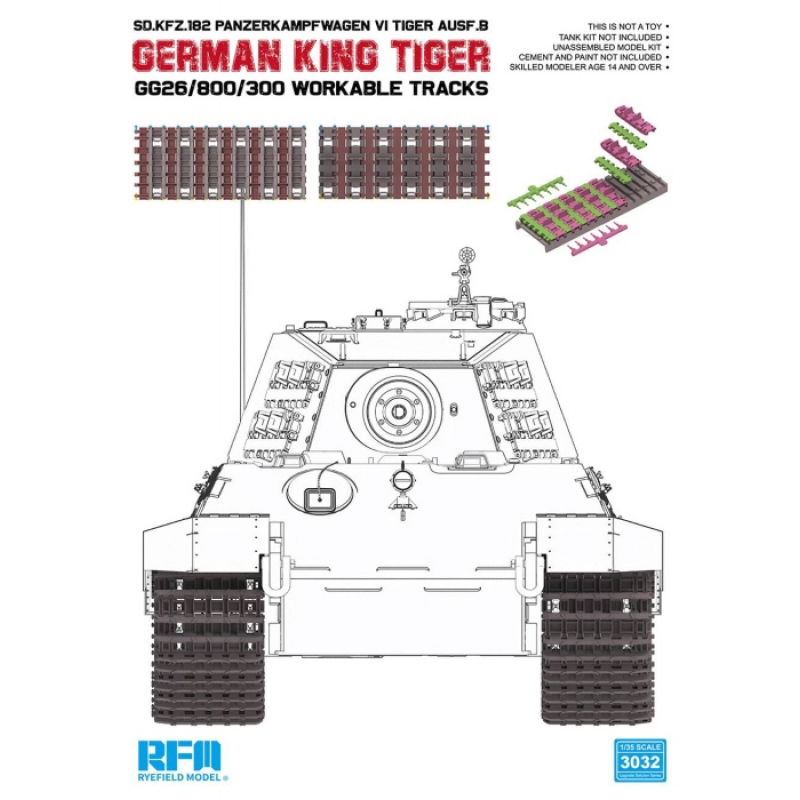 Rye Field Model RM-3032 - 1/35 Workable Tracks for King Tiger (GG26/800 ...