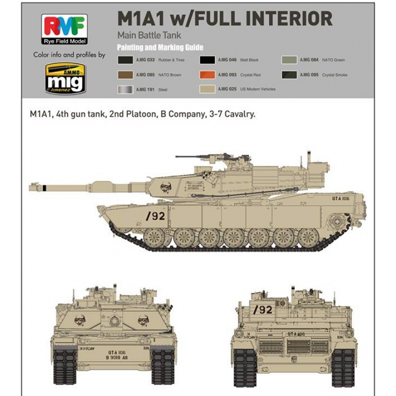 Rye Field Model RM-5007 - 1/35 M1A1/A2 Abrams w. Interior (2in1)