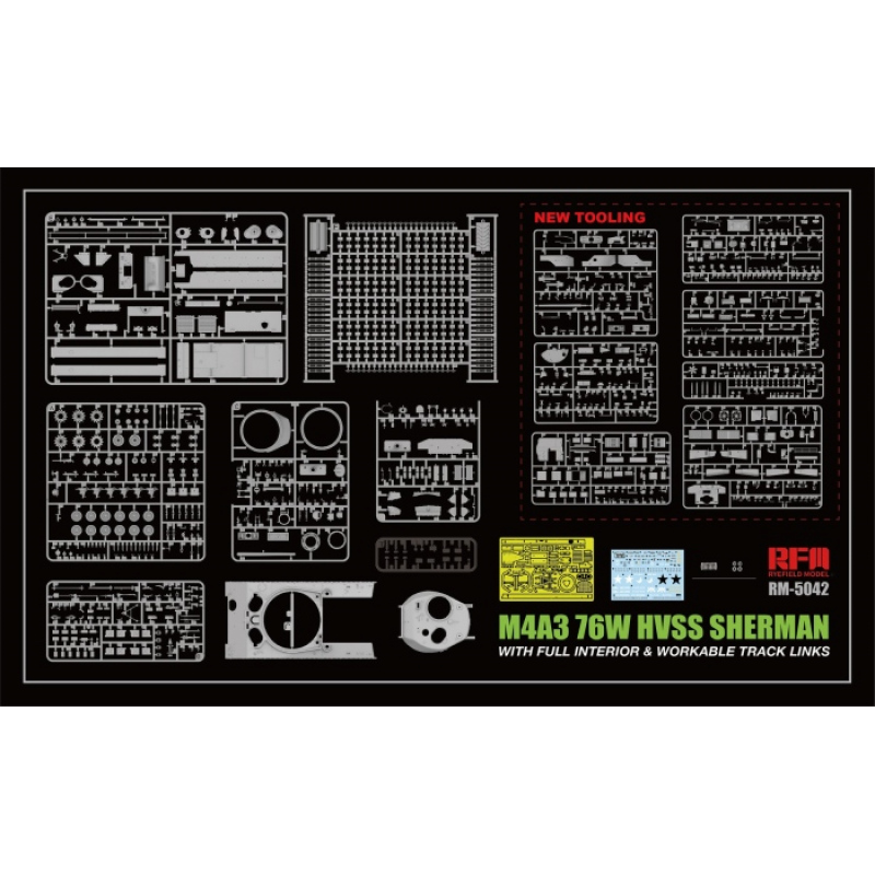Rye Field Model RM-5042 - 1/35 M4A3 76W HVSS Sherman w. Full Interior