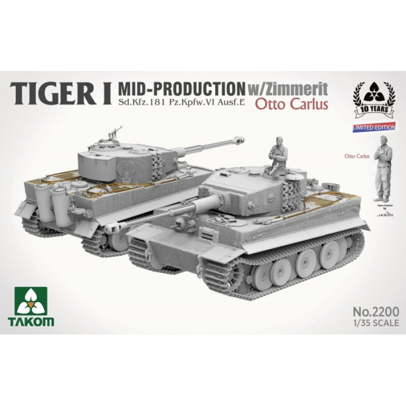 Takom 2200 - 1/35 Tiger I mid w Zimmerit 'Otto Carius'