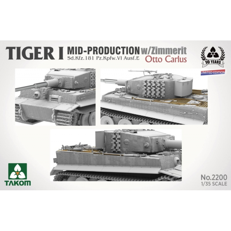 Takom 2200 - 1/35 Tiger I mid w Zimmerit 'Otto Carius'
