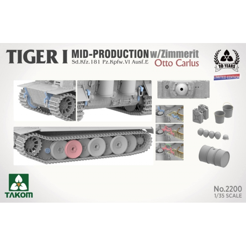 Takom 2200 - 1/35 Tiger I mid w Zimmerit 'Otto Carius'