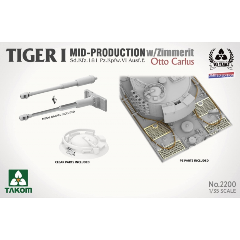 Takom 2200 - 1/35 Tiger I mid w Zimmerit 'Otto Carius'