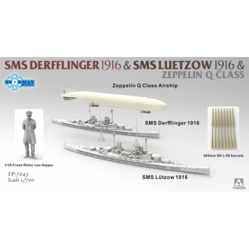 Takom SP-7043 - 1/700 SMS Derfflinger & SMS Luetzow & Zeppelin Q Class