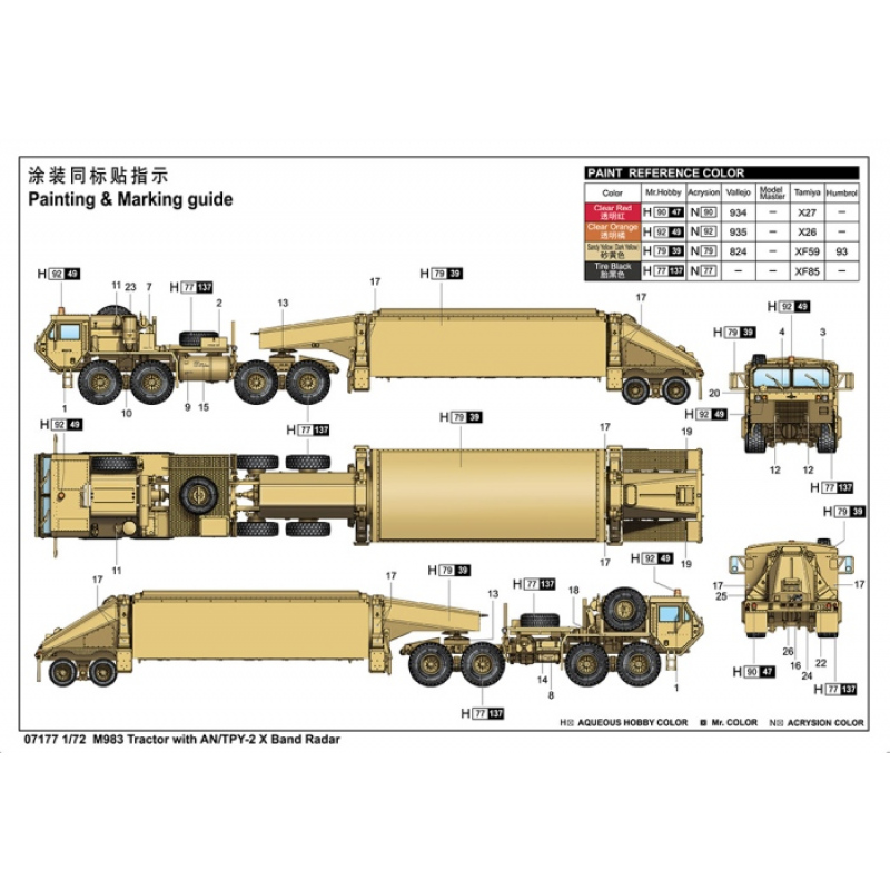 Trumpeter 07177 - 1/72 M983 Tractor w. AN/TPY-2 X Band Radar
