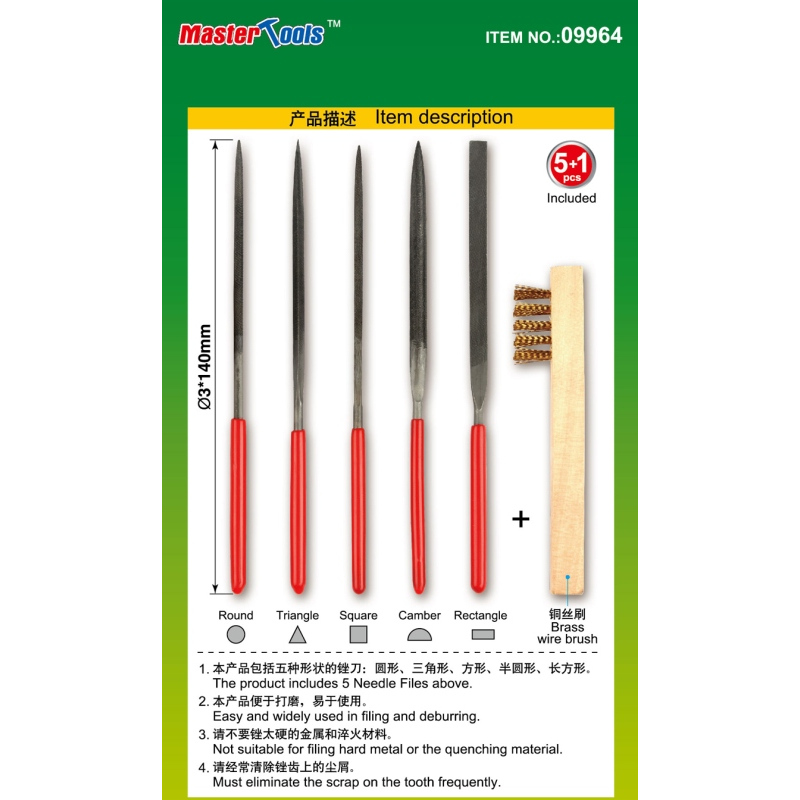Trumpeter 09964 - Assorted Needle Files Set (Middle-Toothed) 3x140mm